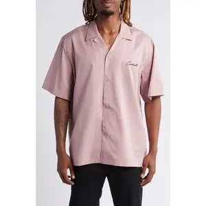 Carhartt Work In Progress Delray Cotton & Lyocell Camp Shirt Glassy Pink Black