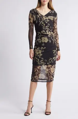NIKKI LUND Britt Floral Mesh Maxi Dress