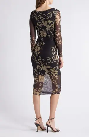 NIKKI LUND Britt Floral Mesh Maxi Dress