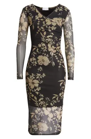 NIKKI LUND Britt Floral Mesh Maxi Dress
