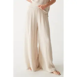 Michael Stars Simba Smocked Waist Wide Leg Pants - Cement