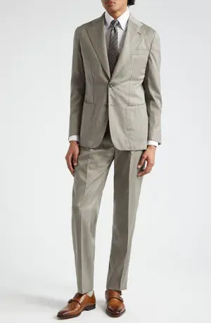 Thom Sweeney Unstructured Wool & Silk Suit - Taupe