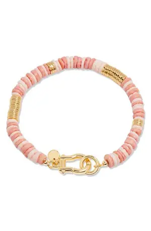 BROOK & YORK Capri Beaded Bracelet - Gold/ Pink