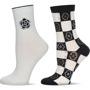MEMOI Assorted Crew Socks 2-pack - Black-black