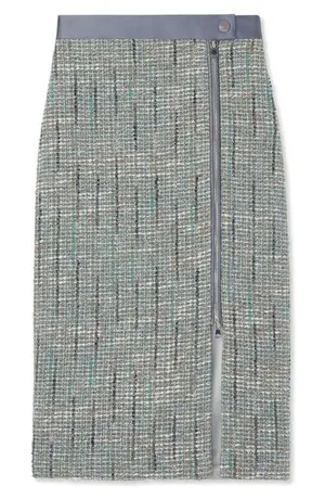 St. John Metallic Tweed Straight Skirt