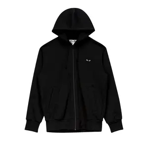 Play Comme Des Garcon Big Heart Zip-up Sweatshirt - Black