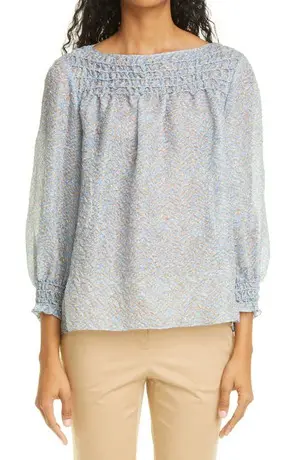 Lafayette 148 New York Paley Top - Fresh Blue Multi