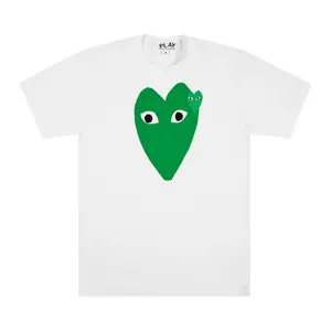 Play Comme Des Garcon Comme Des Gar�ons Short-sleeve Play T-shirt With Large Green Heart /green - White