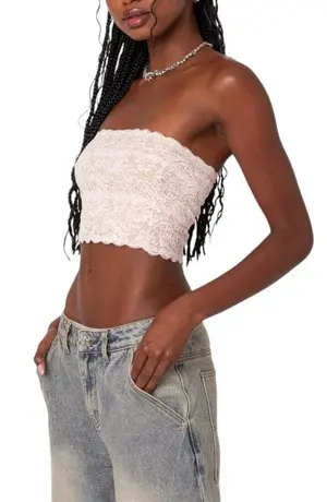 EDIKTED Nadine Lace Crop Tube Top
