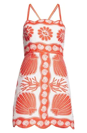 chinese dress ladies Seashell Printed Linen Maxi Dress