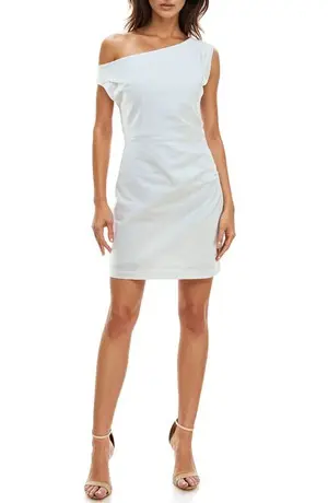 SOCIALITE One-shoulder Pleated Minidress - Ivory