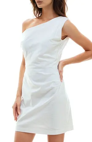 SOCIALITE One-shoulder Pleated Minidress - Ivory