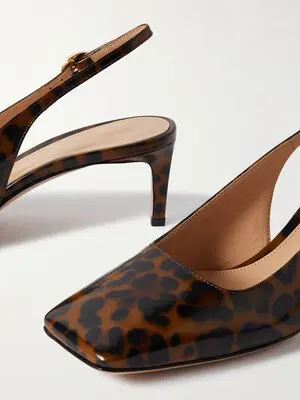 GIANVITO ROSSI Nuit 55 Leopard-print Slingback Pumps