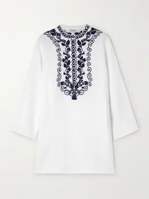 Loro Piana Embroidered Linen Blouse