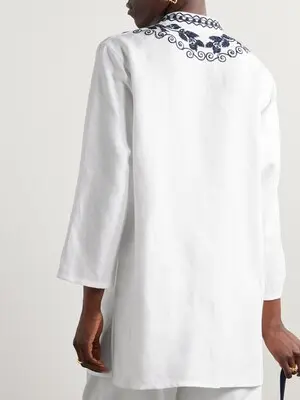 Loro Piana Embroidered Linen Blouse