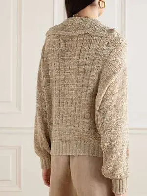 Loro Piana Open-knit Silk Sweater - Beige