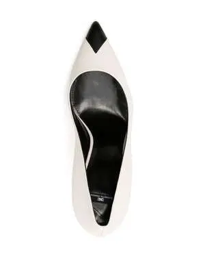 Elisabetta Franchi Nappa Leather Pumps With Contrasting Toecap And Gold-tone Metal Detail - White