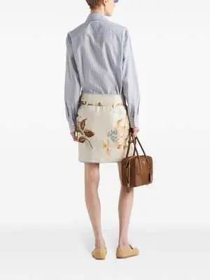 Prada Floral-print Silk Skirt