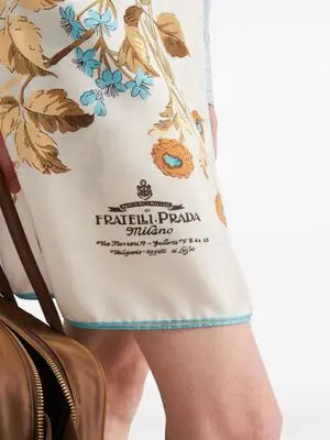 Prada Floral-print Silk Skirt