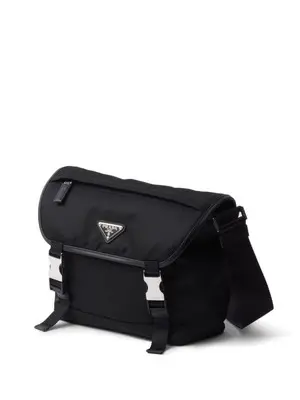 Prada Re-nylon And Saffiano Leather Shoulder Bag - Black