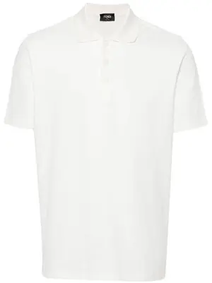 Fendi Ff-pattern Cotton Polo Shirt - White
