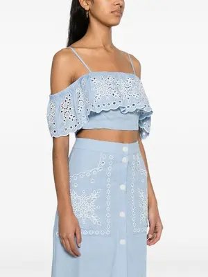 Sandro Broderie-anglaise Crop Top