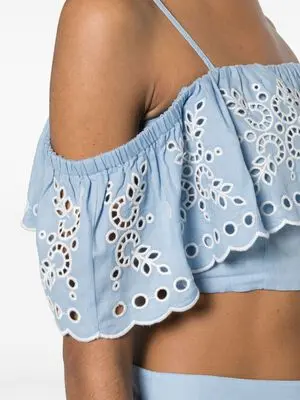 Sandro Broderie-anglaise Crop Top
