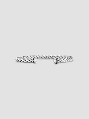 David Yurman Cable Cuff Bracelet In Sterling - Black Diamond