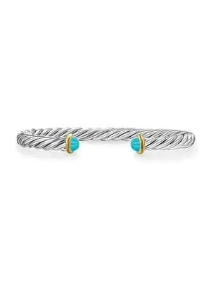 David Yurman Cable Cuff Bracelet In Sterling Silver Chinese Turquoise