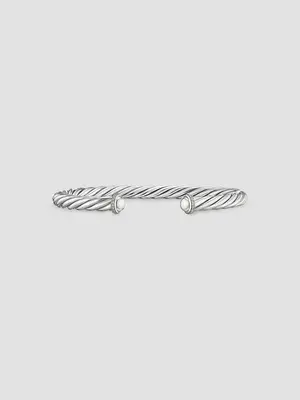 David Yurman Cable Cuff Bracelet In Sterling - Diamond