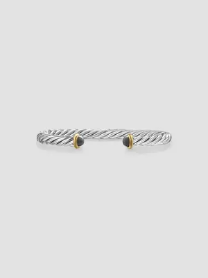David Yurman Cable Cuff Bracelet In Sterling - Hematine