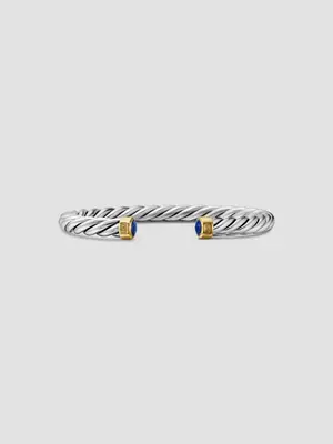 David Yurman Cable Cuff Bracelet In Sterling - Lapis