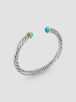 David Yurman Cable Cuff Bracelet In Sterling - Turquoise