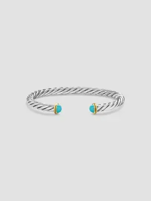 David Yurman Cable Cuff Bracelet In Sterling - Turquoise