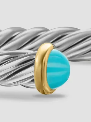 David Yurman Cable Cuff Bracelet In Sterling - Turquoise