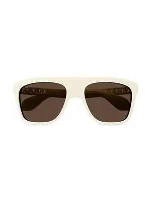 Gucci Twinsburg Gg1570s 57mm Square Sunglasses Ivory Dark Grey