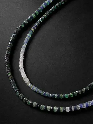 Jia Jia Emerald And Sapphire Beaded Necklace - Blue