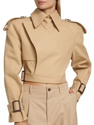 Wardrobe.NYC Perfecto Cotton Crop Trench Coat