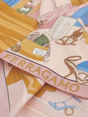 FERRAGAMO Graphic-print Silk Scarf