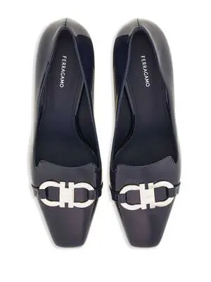 FERRAGAMO Gancini-plaque Leather Pumps
