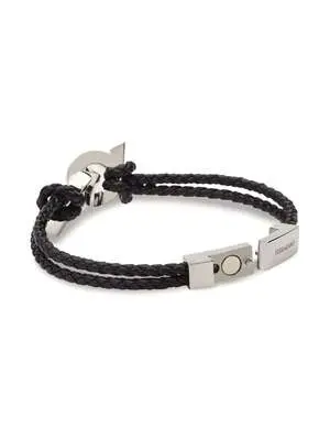 FERRAGAMO Gancini Braided Leather Bracelet