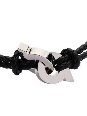 FERRAGAMO Gancini Braided Leather Bracelet