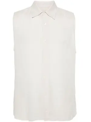 AMI Paris Straight-collar Crepe Shirt - White