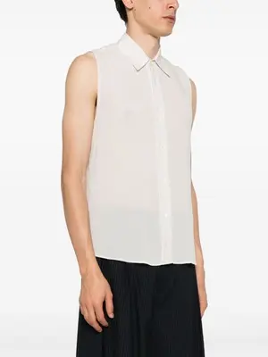 AMI Paris Straight-collar Crepe Shirt - White