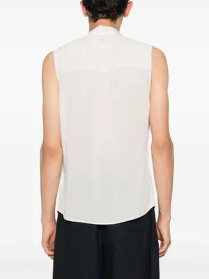 AMI Paris Straight-collar Crepe Shirt - White