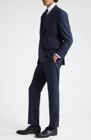 Thom Sweeney Pinstripe Structured Wool Suit