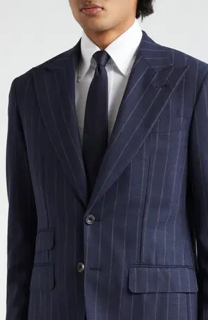 Thom Sweeney Pinstripe Structured Wool Suit