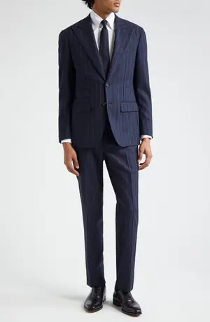 Thom Sweeney Pinstripe Structured Wool Suit