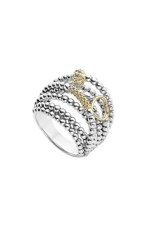 Lagos Caviar Icon Multi-row Dome Ring - Silver