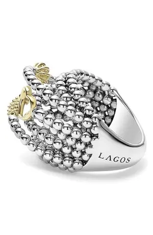 Lagos Caviar Icon Multi-row Dome Ring - Silver